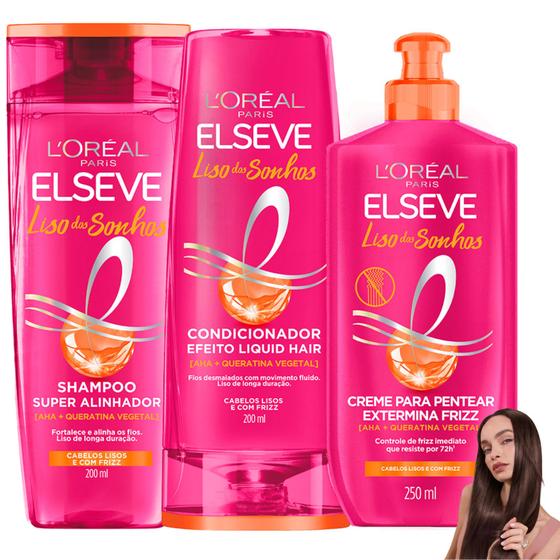 Kit Novo Liso dos Sonhos Elseve Creme Pentear Extermina Frizz Super ...