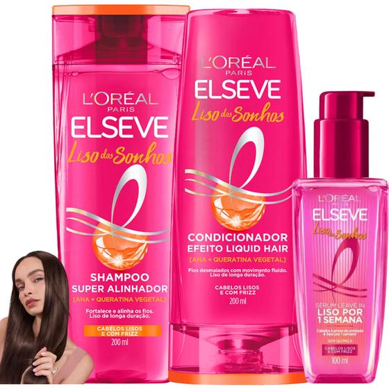 Kit Novo Liso dos Sonhos Liso Por 1 Semana Sérum Leave In Elseve Loreal ...