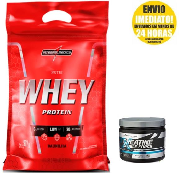 Kit Nutri Whey Protein 907g Integralmédica Creatina Double Force