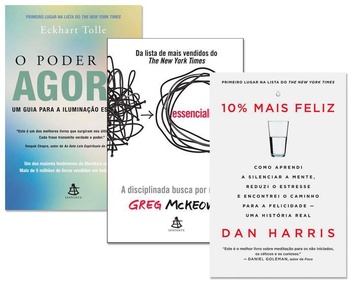 KIT O Poder do Agora + Essencialismo + 10% Mais Feliz - Outros Livros ...