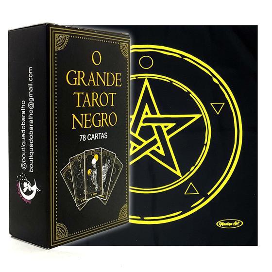 Kit O Tarot Negro 78 Cartas e Toalha Tarô com Brilho Pto/Am - Flash ...