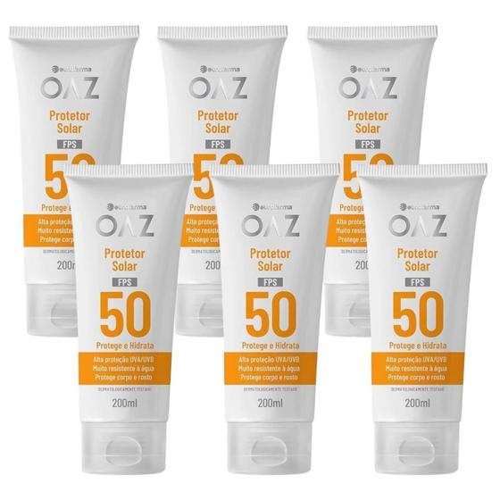 Kit OAZ Protetor Solar FPS50 Corpo E Rosto C/ 6Un De 200ml - EUROFARMA ...