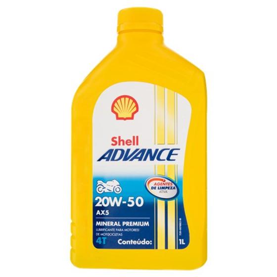 KIT Óleo Lubrificante Mineral 20W50 Shell Advance AX5 4T (3 Litros ...