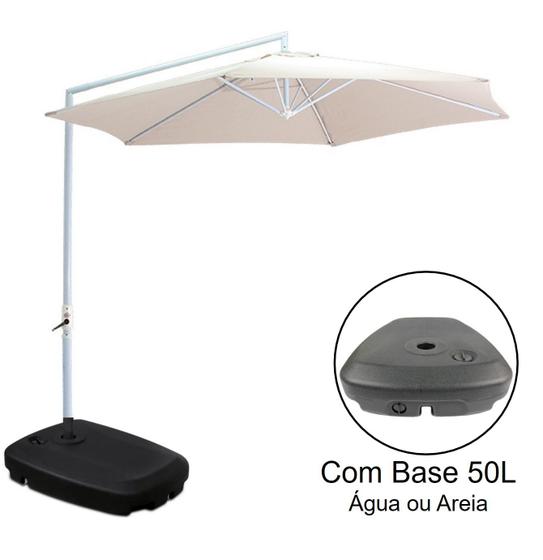 Kit Ombrelone Malibu Guarda Sol 3 Metros Bege Com Base Plástica 50L ...