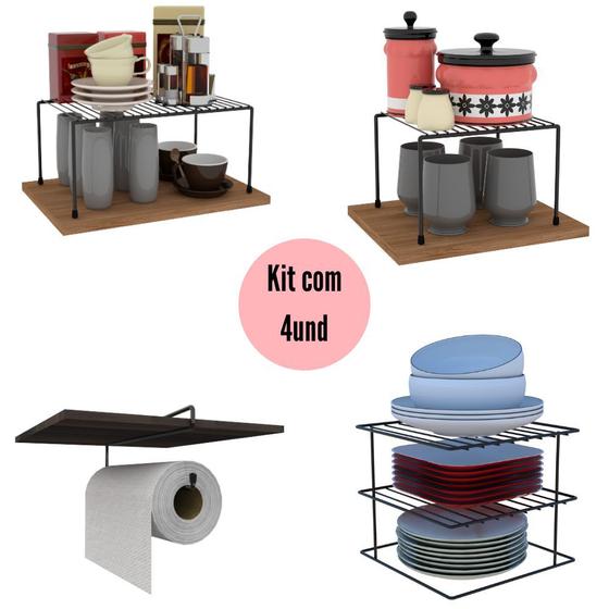 Kit Organizador de Armário Porta Pratos e Papel Toalha - DICARLO ...