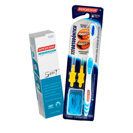 Kit Ortodôntico Escova dental Passa fio Escova Interdental mais 01 gel ...