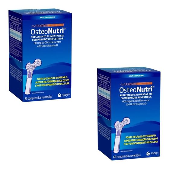 Kit Osteonutri Aspen 600mg + 400UI Com 2 Caixas De 60 Comprimidos Cada ...