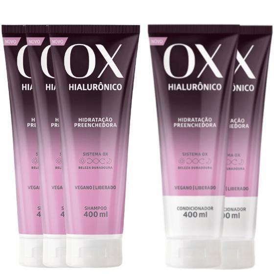 Kit Ox Hialurônico 3 Shampoo 400ml + 2 Cond. 400ml - Kit de Tratamento ...