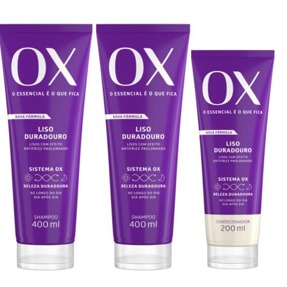Kit Ox Liso Duradouro 2 Shampoo 400ml + 1 Cond. 200ml - Kit Shampoo e Condicionador - Magazine Luiza