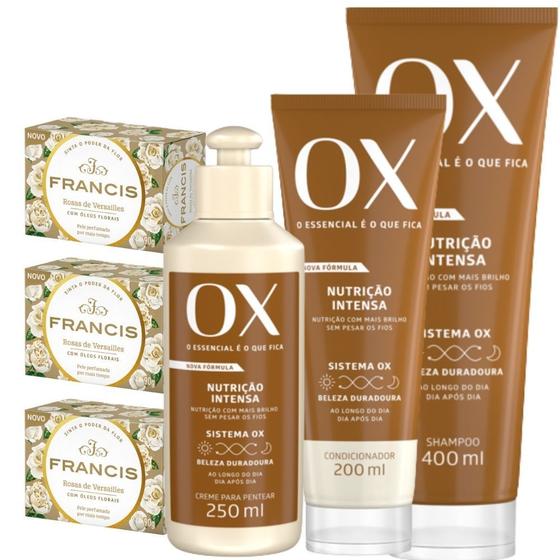 Kit Ox Nutrição Intensa Shampoo 400ml + Cond. 200ml + Creme De Pentear ...