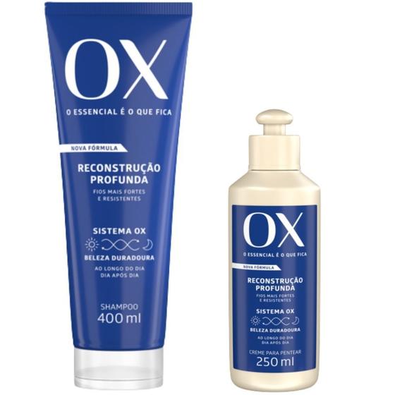 Kit Ox Reconstrução Profunda Shampoo 400ml + Creme De Pentear 250ml ...