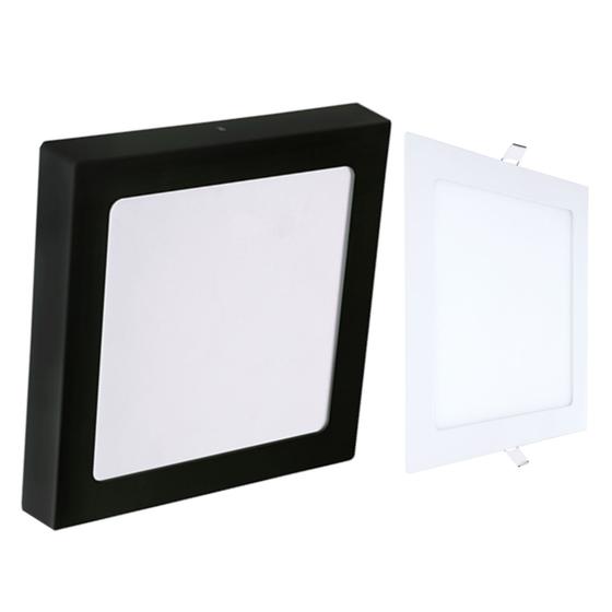 Kit Painel Led Sobrepor Quadrado 24W 4000K Preto Luminária Branco Neutro Bivolt Sala Estar Com ...