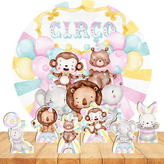 Kit Painel Redondo c/ Elástico + Displays Mdf Decoração Festa Infantil ...