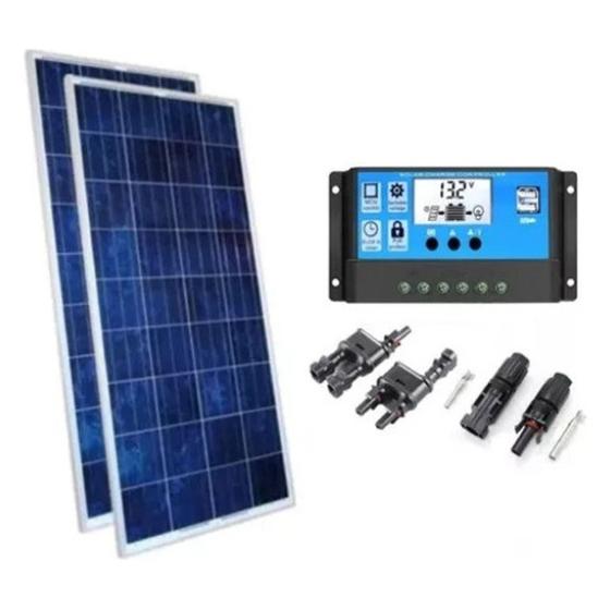 Kit Painel Solar Placa Célula 150w Controlador Conector Mc4 - Painel ...
