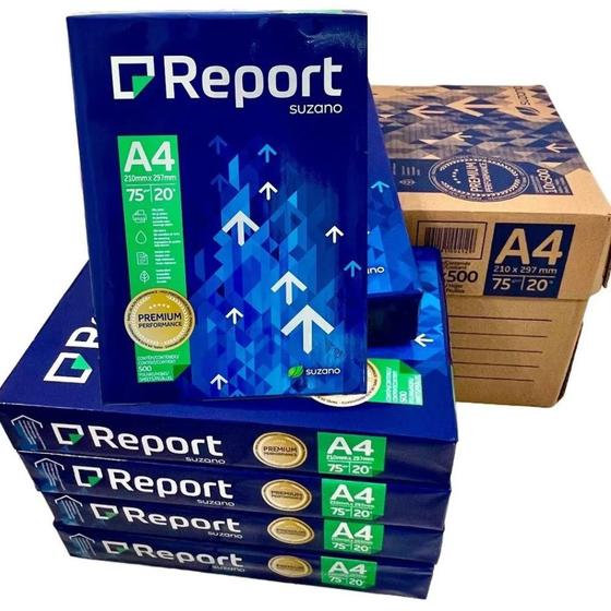 Kit Papel Sulfite Suzano A4 10 Resmas 500 Folhas Premium Report REPM07 - Papel Sulfite ...