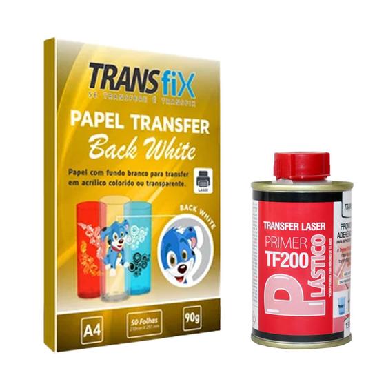 Kit Papel Transfer Back White para Acrílicos 90GR 50 folhas + Primer ...