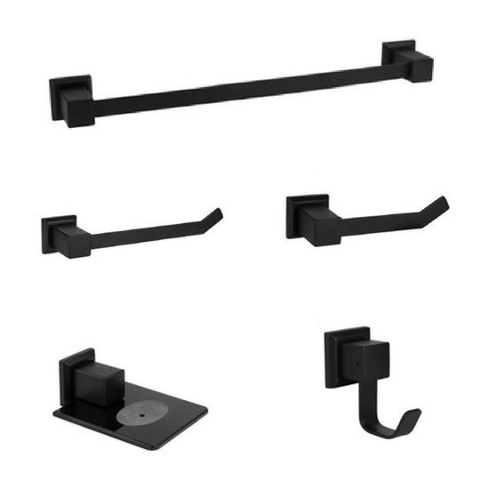 Kit para banheiro barra chata inox - preto - Bruno Acabamentos ...
