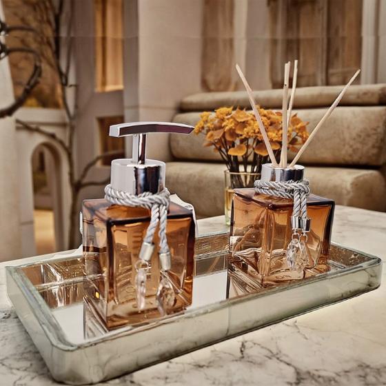 Kit Para Lavabo Completo Luxo Com Bandeja Premium Saboneteira Difusor