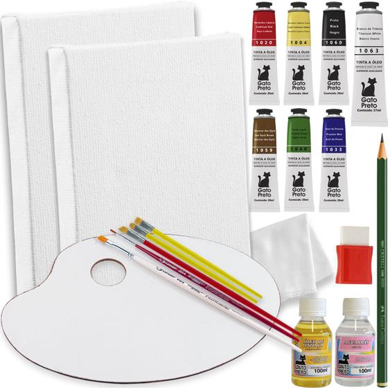 Kit Para Pintura A Óleo Com Quadro + Tintas + Paleta - Renascenca - Kit ...