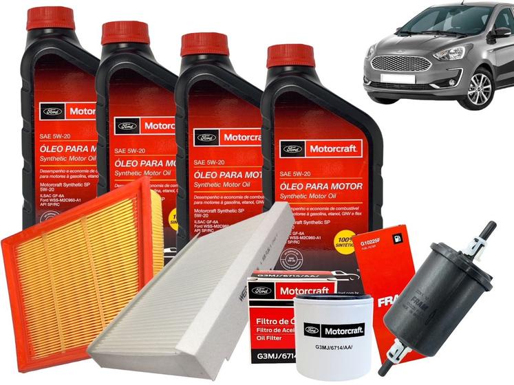 Kit para Revisão Ford Ka 1.0 3cc 2014 2015 2016 2017 2018 2019 2020 ( Óleo + Filtros ) WEGA ...