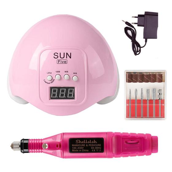 Kit Para Unhas Gel Cabine Sun 5 48w Bivolt Uv/led Sensor Timer ...