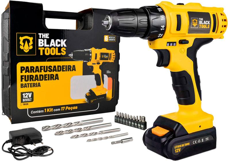 Kit Parafusadeira E Furadeira A Bateria 12v Maleta + Brocas - The Black Tools - Outros ...