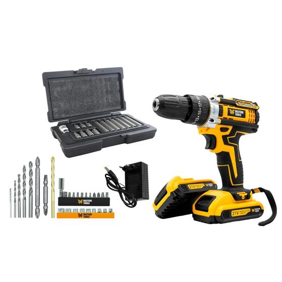 Kit Parafusadeira Furadeira De Impacto Profissional 21v Modelo FST009 2 ...