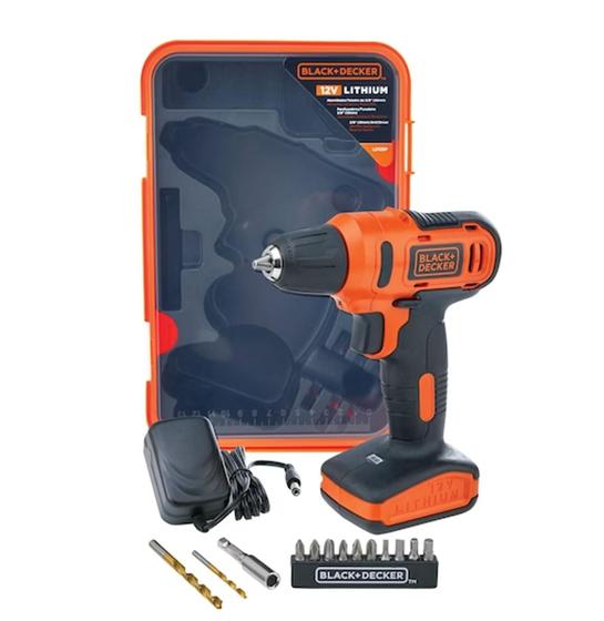 Kit Parafusadeira/Furadeira Mandril Black & Decker VVR 3/8, 12V, Maleta co Preto/Laranja ...
