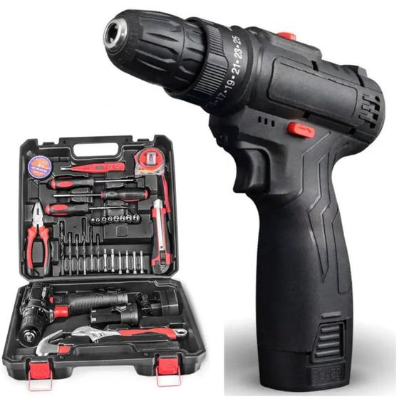 Kit Parafusadeira Furadeira Sem Fio 2 Baterias + Ferramentas - Luatek ...