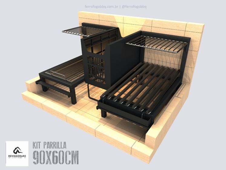 Kit parrilla 90 x 60 cm para parrilla de alvenaria - FERRO E FOGO BBQ - Churrasqueira a Carvão ...
