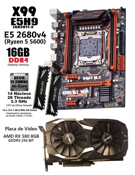 Kit PC Gamer X99 Gaming + Xeon E5 2680v4 14 Núcleos (Ryzen 5 5600 ...