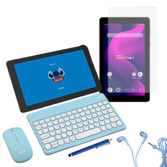 Kit película + teclado e mouse + caneta touch + fone de ouvido para ...