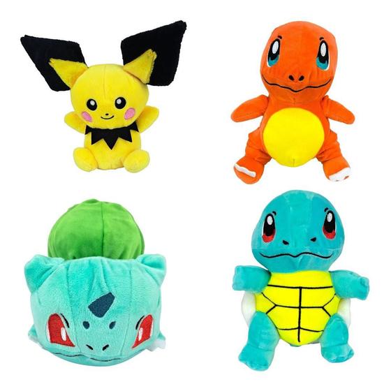Kit Pelúcia Pokémon Bulbasaur Squirtle Charmander Pichu - GS - Pelúcia ...