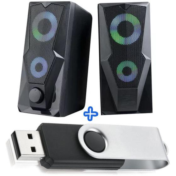Kit Pen Drive Com Nada Escrito 16gb + Caixa de Som Gamer RGB ...