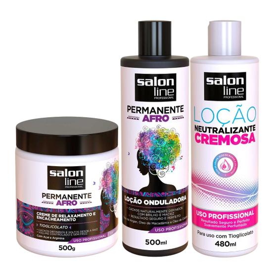Kit Permanente Afro Salon Line Tratamento Completo - Kit de Tratamento ...