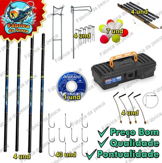 Kit Pesca 4 Varas Telescopica Carbono+fibra 3 Metros - ALBATROZ ...