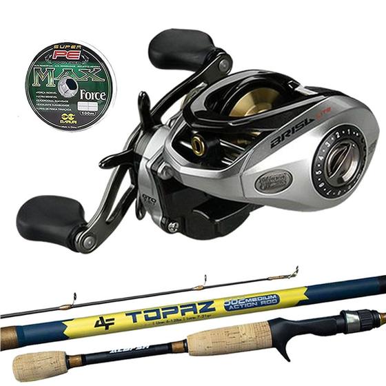 Kit Pesca Carretilha Marine Brisa Lite 11000 com Vara Topaz 1,80mts e ...