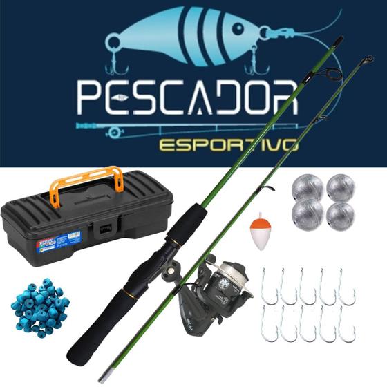 Kit Pesca Completo Vara Molinete Maleta Anzol Linha - CMiK Lamazon Taue Marine sports - Kit Vara ...