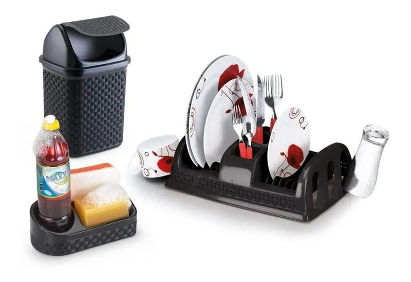 Kit Pia Nitron Rattan Preto - Organizador de Pia - Magazine Luiza