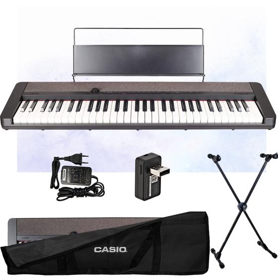 Kit Piano Compacto Casio CTS1 BK Bluetooth 5/8 61 Teclas com Capa e ...