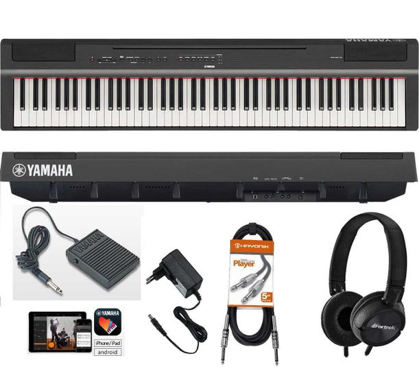 Kit Piano Digital P125 Yamaha + Fone Ouvido + Cabo P10 + Pedal Sustain ...