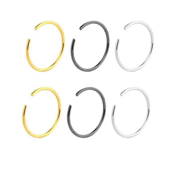 Kit Piercing Argola Nariz Septo Aço Falso Fake Argola Nostril Combo 6 ...