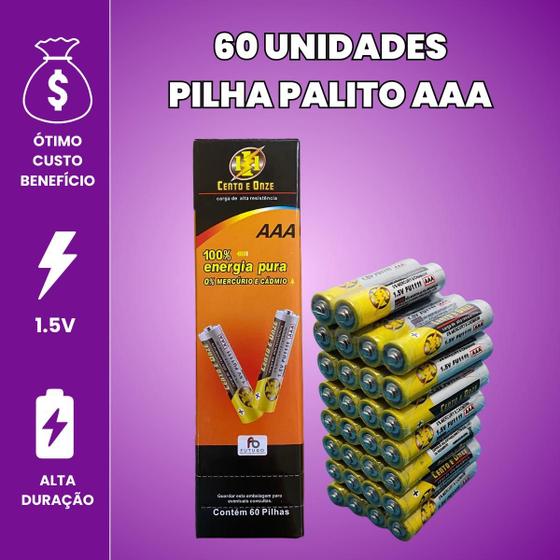 Kit Pilha AA Comum C/ Pilha AAA Palito Caixa 60 Unidades Cada - Combos ...