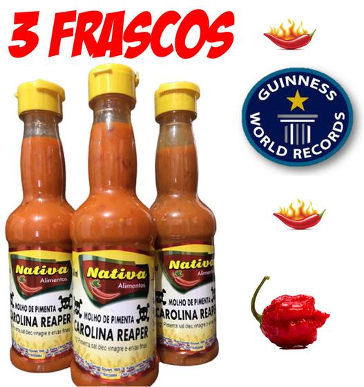 Kit Pimenta Carolina Reaper 3 Frascos A Mais Forte Do Mundo Nativa ...