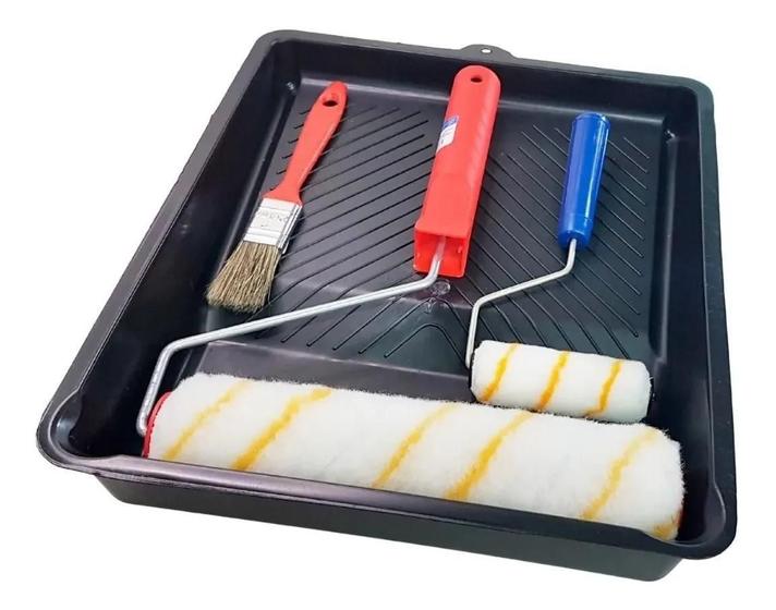 Kit Pintura Bandeja + Rolo Grande + Rolo Pequeno + Pincel 1 - Compel ...