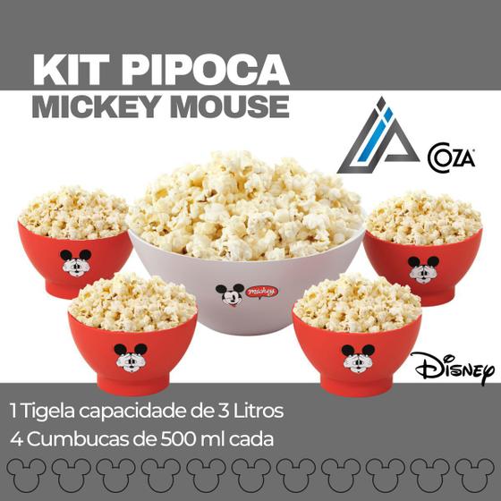 Kit Pipoca Tigela e Cumbucas Mickey Mouse Disney - COZA - Cumbuca ...
