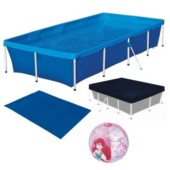 Kit Piscina 3000 Lts Mor + Capa e Forro + Bola Inflavel Das Princesas ...