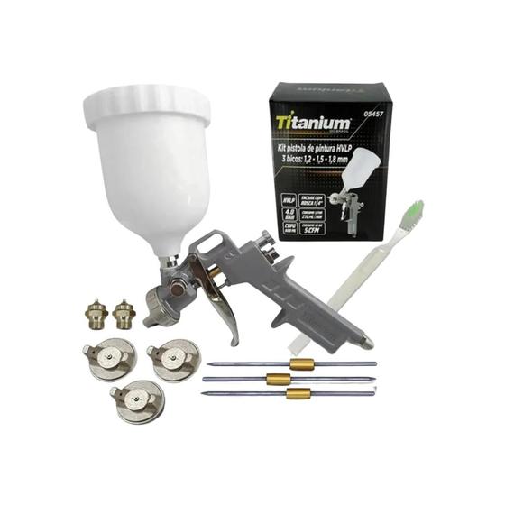 Kit Pistola De Pintura Hvlp Prof 5457 Titanium + 3 Bicos Cor Branca 05457 - Pistola de Pintura ...