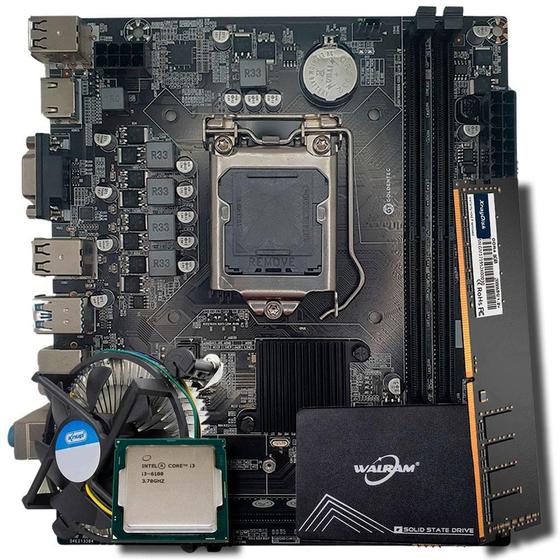 Kit Placa Mãe H110, Cooler 1151, I3-6100, Ram 8Gb, Ssd 256Gb ...