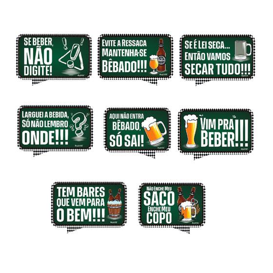 Kit Placas Divertidas Festa De Boteco Lousa - 08 unid - Piffer ...